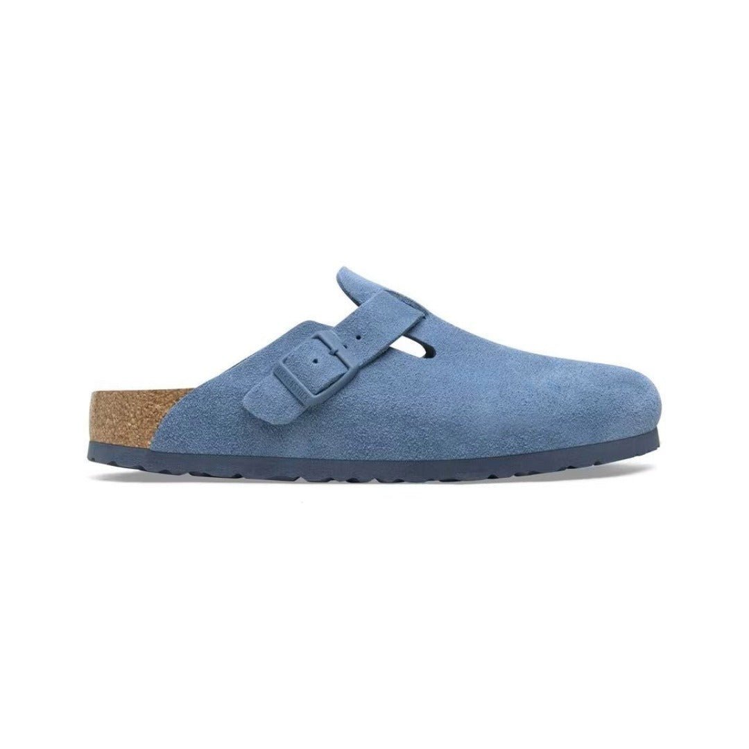 Birkenstock Boston Elemental Blue Suede Unisex Clog – Comfy Shoes