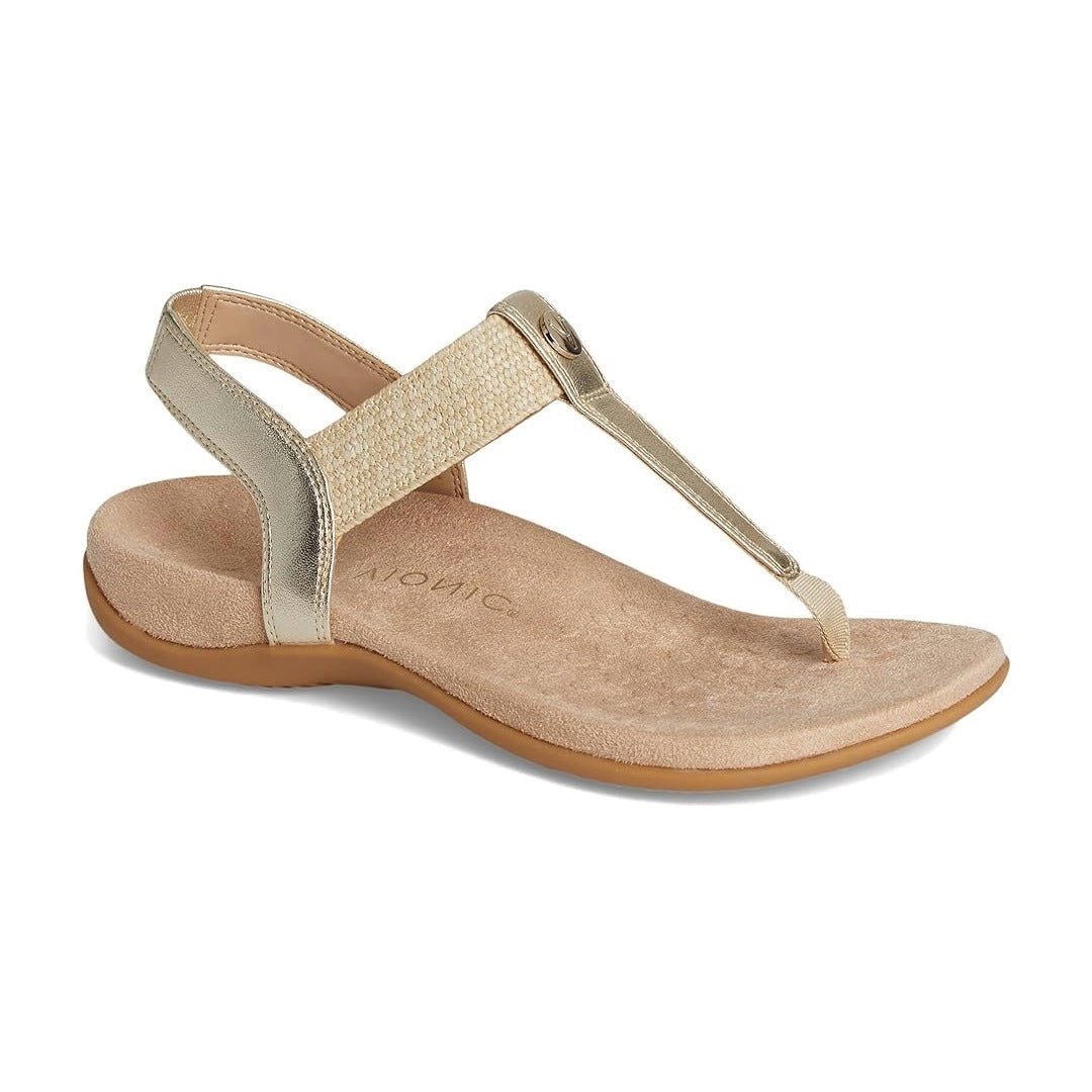 Vionic Brea Toe Post Slingback Sandal Gold Metallic Leather – Comfy Shoes