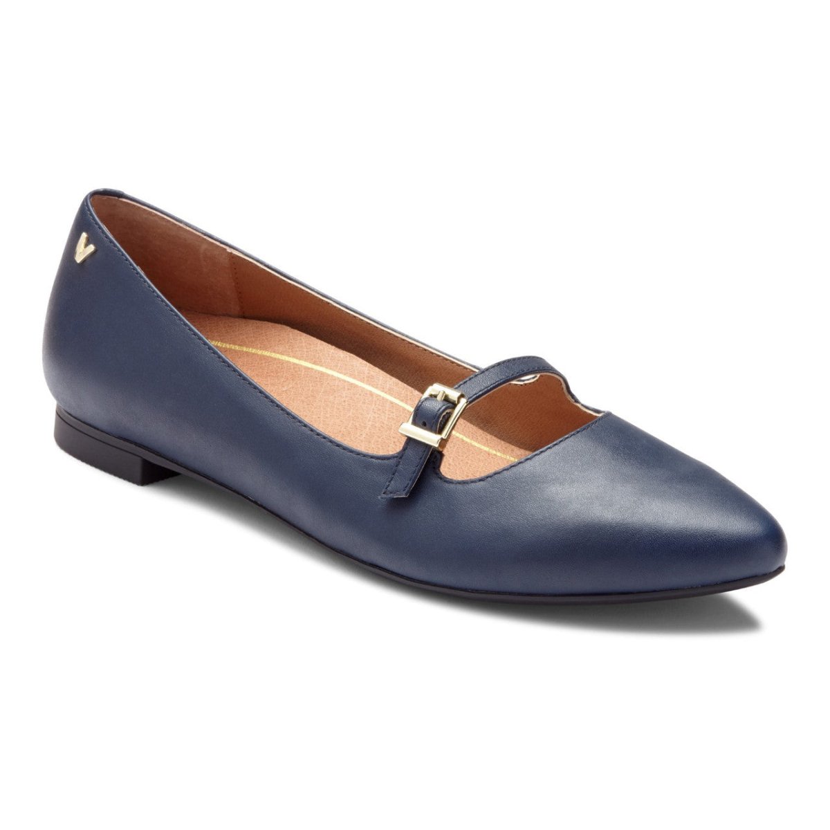 Vionic Women’s Minna Flats – Navy Nappa Leather Shoes